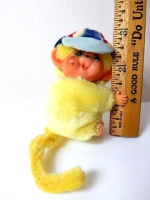Nos Vintage Monchichi Hugger Monkey Troll Yellow Boy Toy Clip On Mini ...