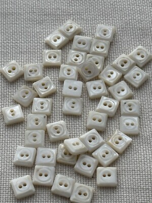 Large Lot 44 Antique Vintage MOP Hand Carved Shell 2 Hole Square ...