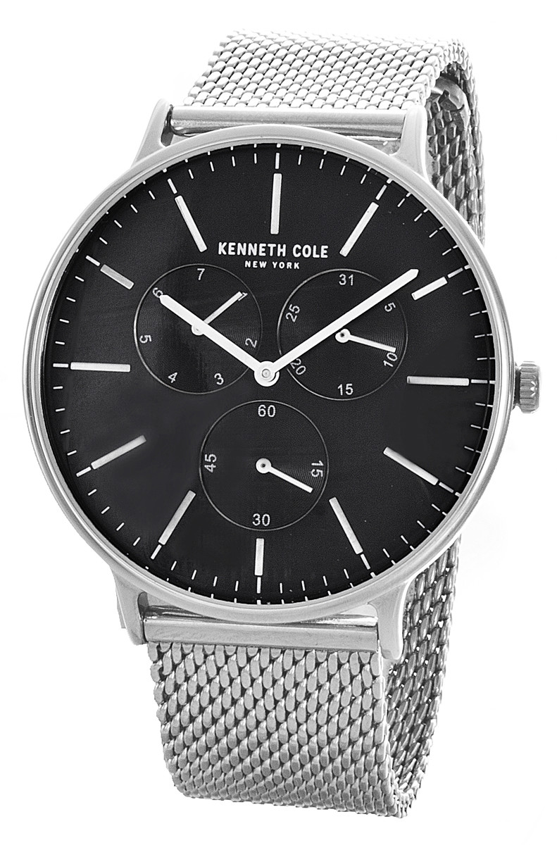 Kenneth Cole Chronograph Black Dial Silver Tone Mesh Men's Watch ...