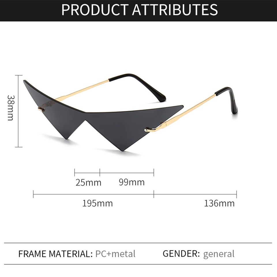 4 Pairs Triangle Sunglasses Frameless Space Eye Sunglasses Rimless ...