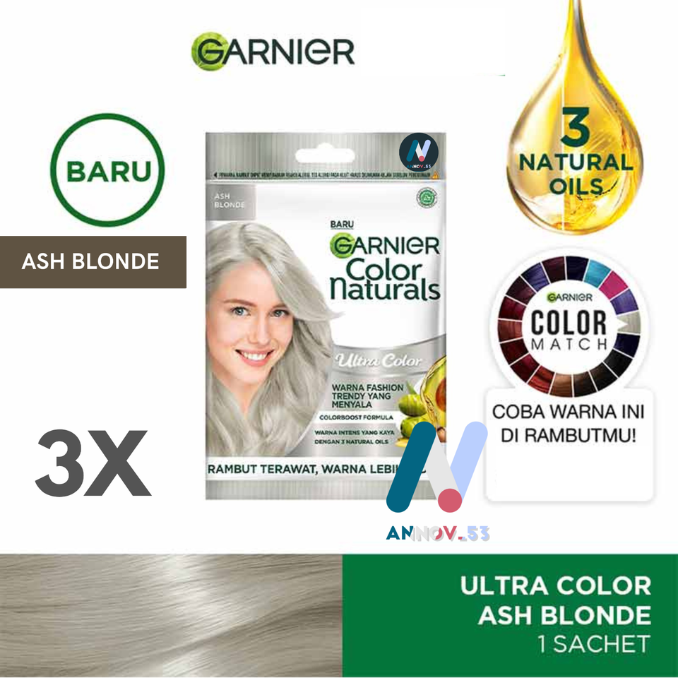 3X GARNIER Natural Hair Color Long Lasting Olive Oil Nourishing #Ash ...