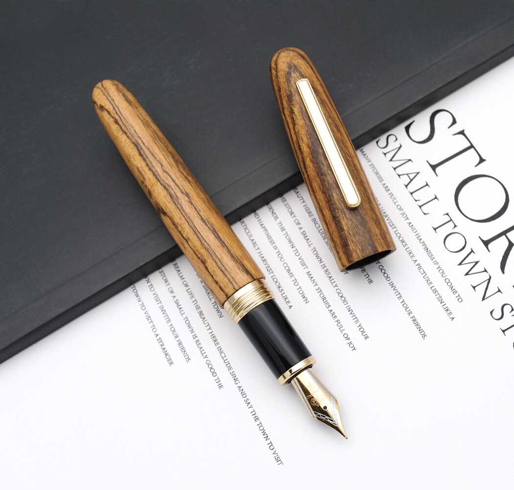 Jinhao 9056 Natural Wood Fountain Pen Handmade M/F Nib Ink Pen With A Converter | eBay