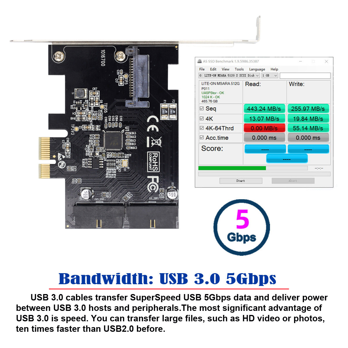 Front Panel Header 5Gbps 19Pin 20Pin USB 3.0 to PCI-E 1X Express Card ...