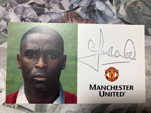Andy Cole MANCHESTER UNITED 1996/1997 Autogrammkarte Satzkarte RARITÄT ...
