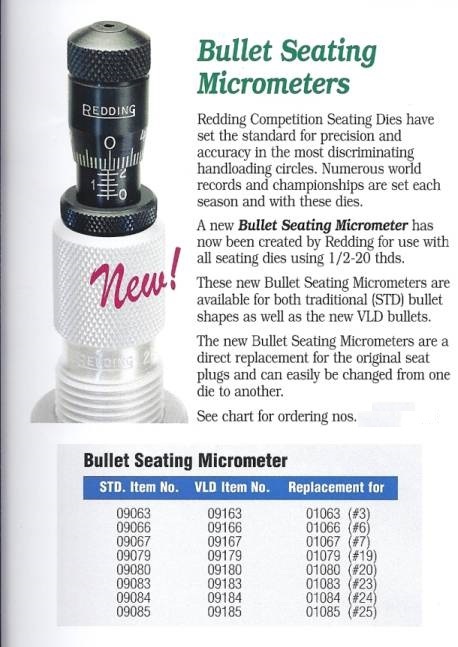 09080 REDDING BULLET SEATING MICROMETER - REPLACES 01080 (20) - FREE ...