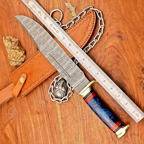 CUSTOM Handmade DAMASCUS STEEL KNIFE Hunting Knife Bowie KNIFE W/SHEATH ...