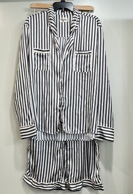 Show Me Your Mumu Silky Pajamas 2-Piece Top Bottoms Sleep Black White ...