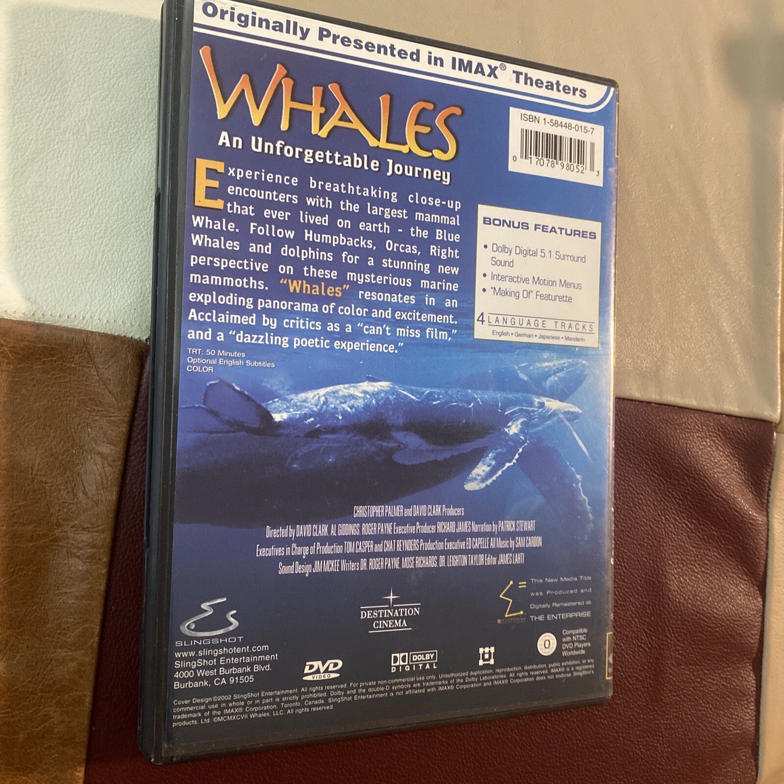 Whales An Unforgettable Journey DVD IMAX Theater Movie Patrick Stewart ...