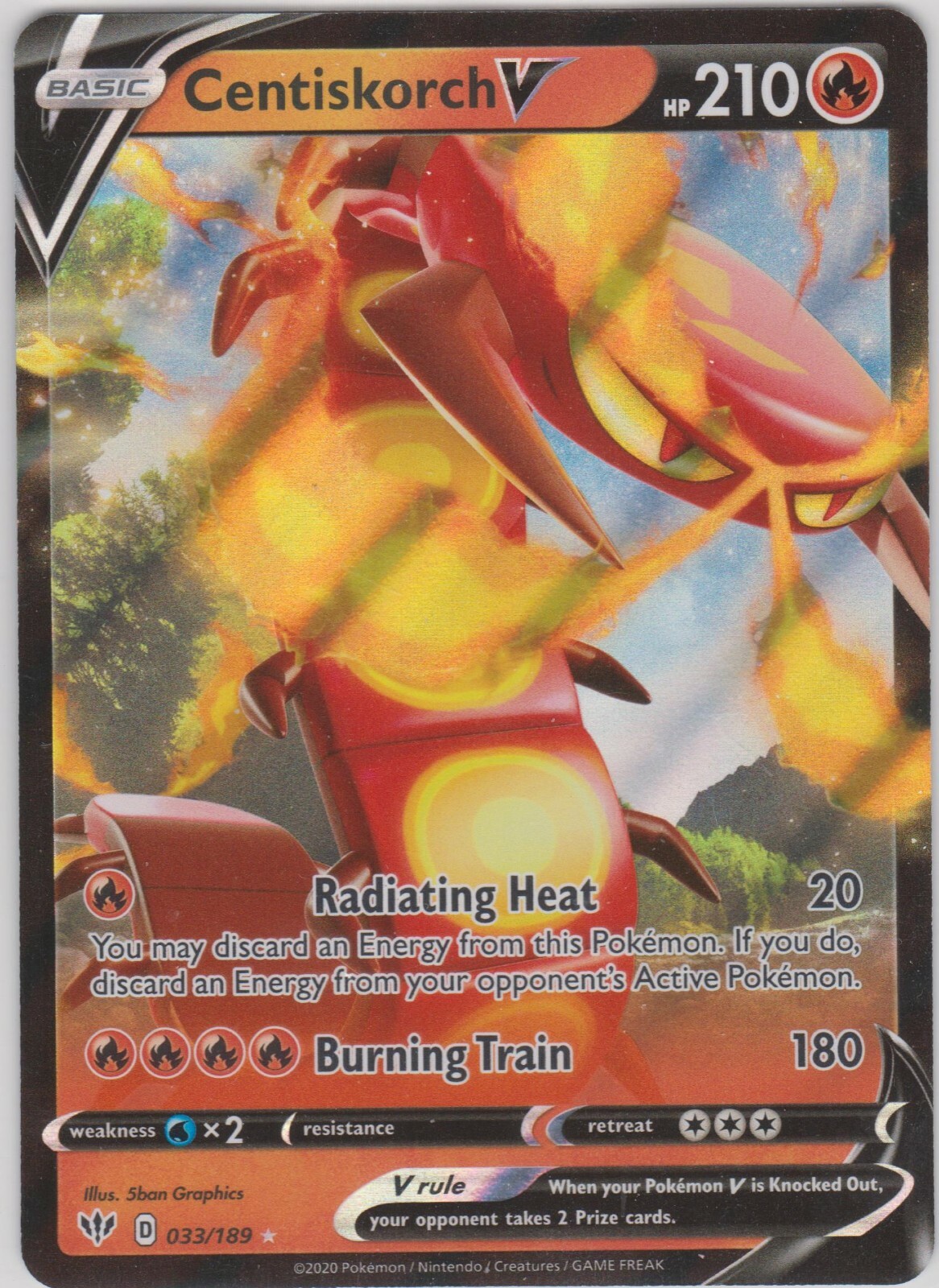 Pokemon TCG SS Darkness Ablaze 033/189 Centiskorch V Holographic Rare ...