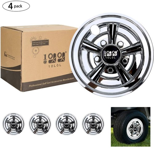 Chrome Golf Cart Hub Caps 8 inch Wheel Covers for EZGO Club Car Yamaha ...