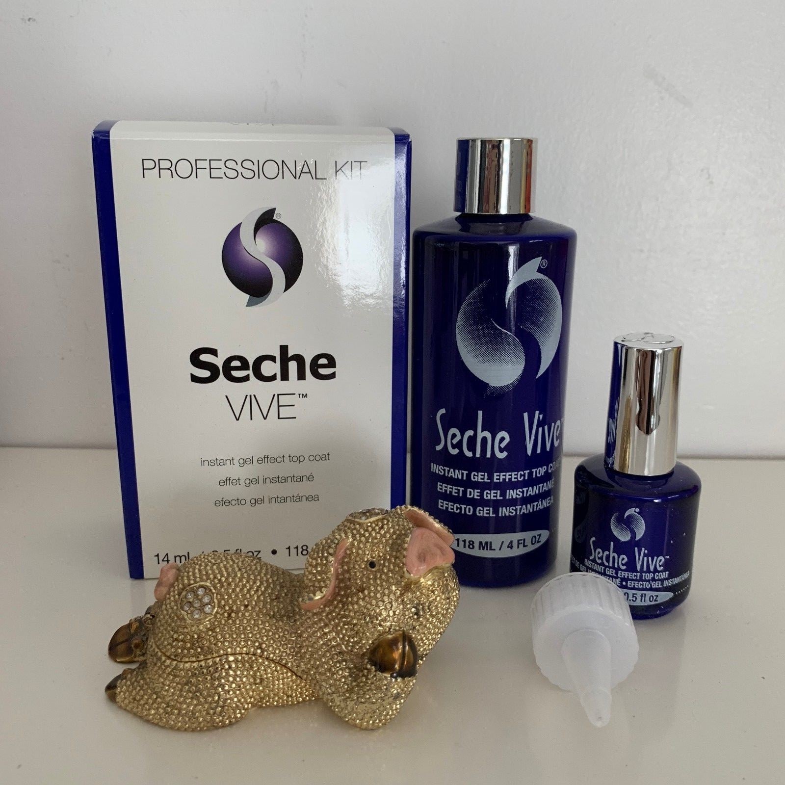 Seche Vive Instant Gel Effect Top Coat Fast Dry Nail Refill Kit 4 oz .5 ...