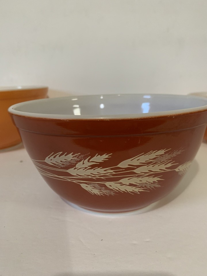 3 PYREX Autumn Harvest Wheat Nesting Mixing Bowls 403 402 401 | eBay