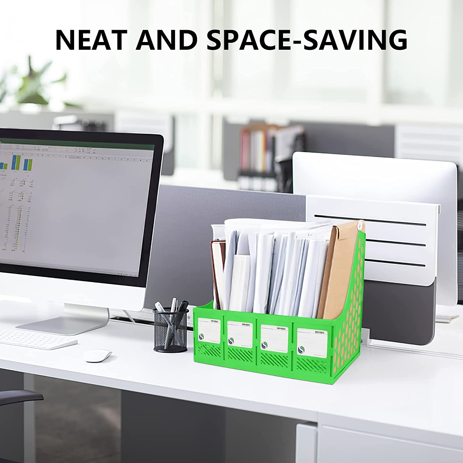 Magazine File Holder, Plastic Desk Organizer File Folder Holder Desk ...