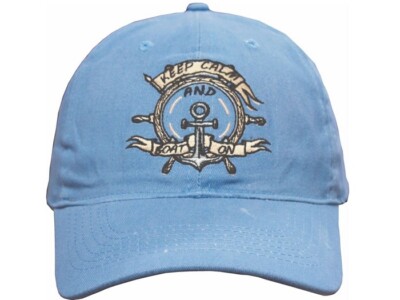 Nautical KEEP CALM AND BOAT ON Embroidered Anchor Blue 100% Cotton Cap ...