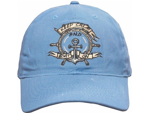 Nautical KEEP CALM AND BOAT ON Embroidered Anchor Blue 100% Cotton Cap ...