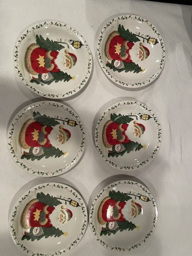Studio 33 Santa Snowman Christmas Trees Holly Holiday Plate 8 Inch Set ...