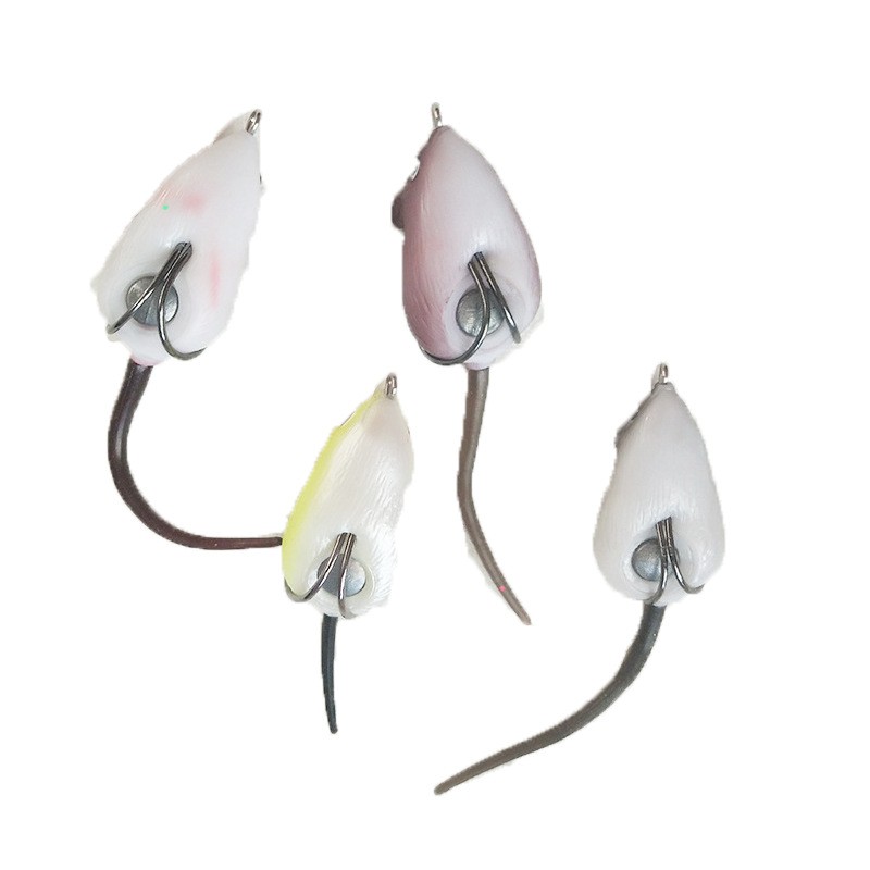 4Pcs Large Soft Rubber Mouse Fishing Lures Baits Top Water Tackle Hooks ...