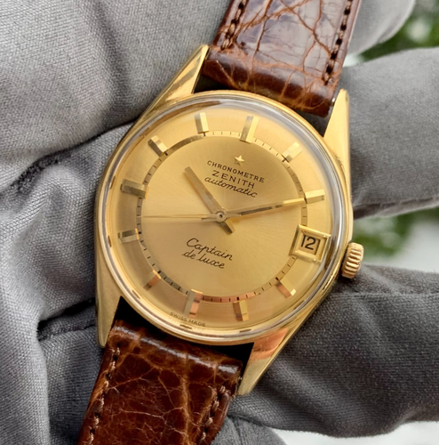 Zenith Captain DeLuxe Chronometer - 18K Heavy Solid Gold Automatic ...