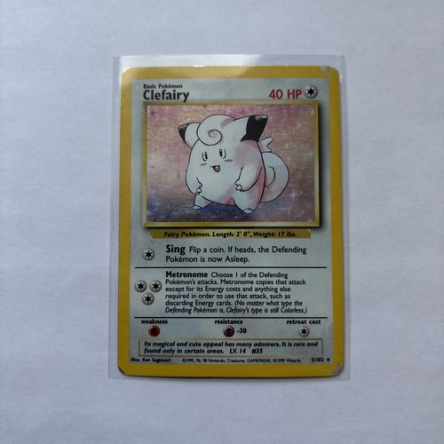 Pokemon CLEFAIRY Card BASE Set 5/102 Holo Rare | eBay
