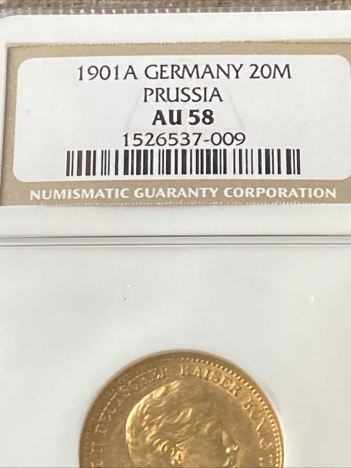 Prussia/Germany- 1901-A Wilhelm II 20 Gold Mark- NGC AU 58 | eBay