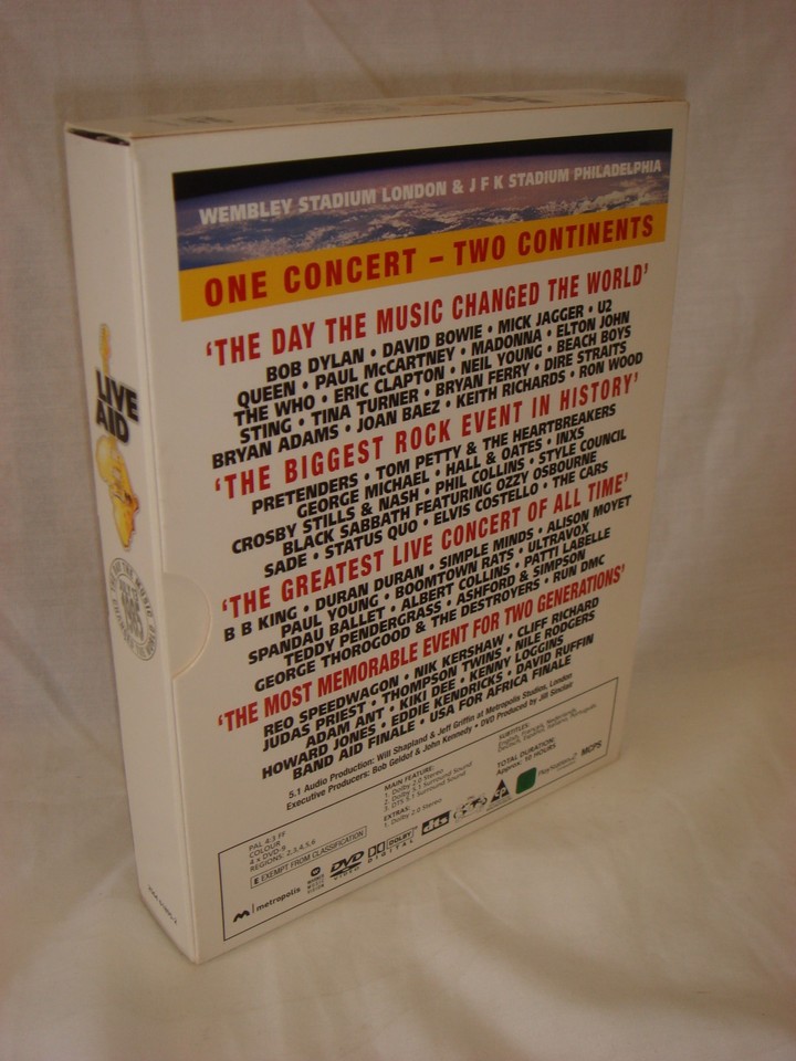 LIVE AID superb 4-Disc Box Set DVDs, 10 hours footage with all the ...