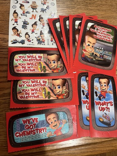 Vintage Nickelodeon JIMMY NEUTRON VALENTINES DAY CARD Lot of 9 2002 ...
