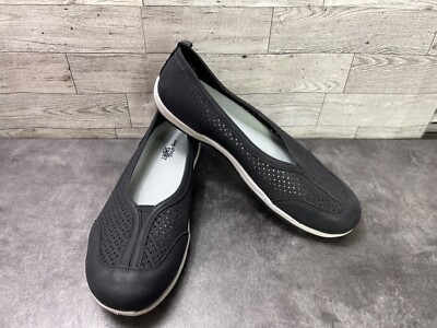 Easy Street Ballet Flat Women 9M Sport Stern Shoes Black Leather Slip ...