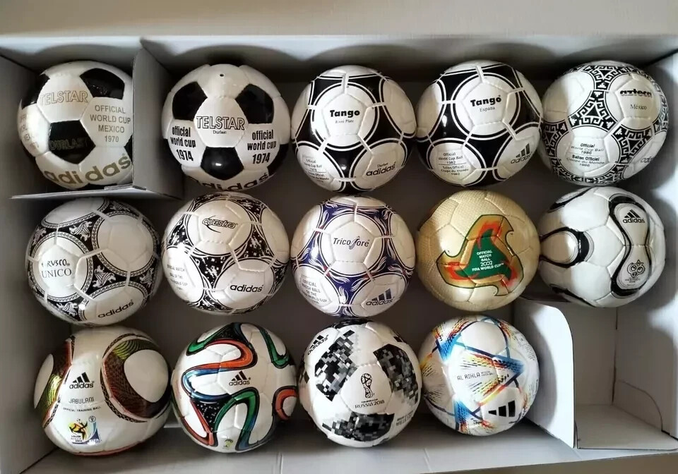 Adidas FIFA 2022 World Cup Historical 14 pc Mini Soccer Ball Collectors ...