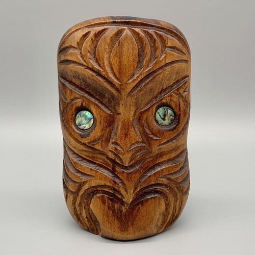 Hand Carved Wood Maori NZ Wheku Decorative Koruru Mask 5.5" Abalone ...
