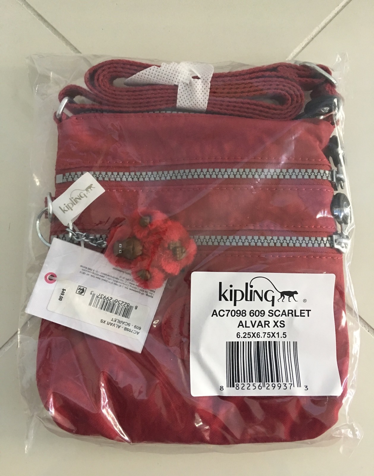 NWT KIPLING Alvar XS Crossbody Bag Travel Scarlet Red Nylon Monkey | eBay