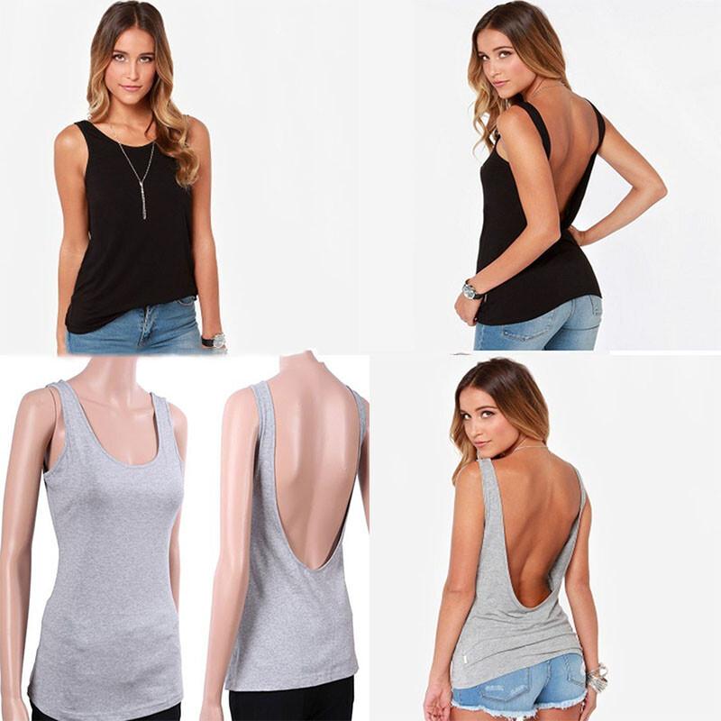 Deep Back Women V Sexy Backless Vest Tank Sleeveless Slim womens T ...