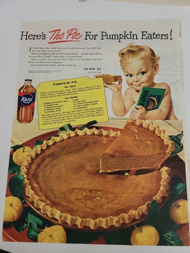 1946 nude Karo kid pancake syrup pumpkin pie eaters recipe vintage ad ...