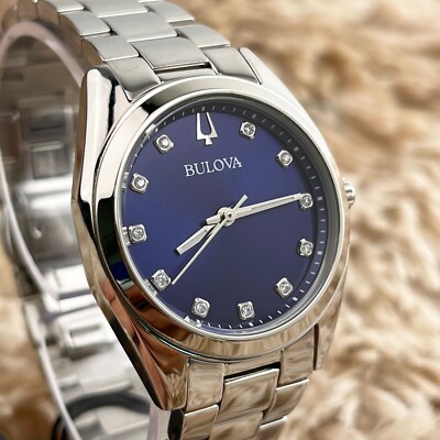 Bulova Surveyor Diamond Blue Dial Stainless Steel Strap Women's Watch ...