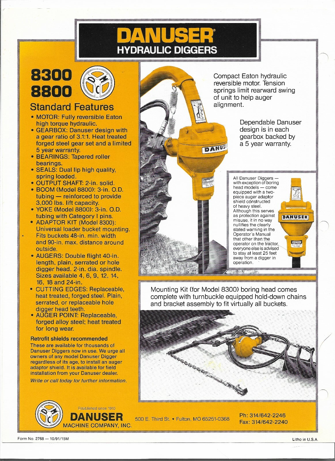 Original Danuser 8300 8800 Hydraulic Digger Sales Brochure Spec Sheet ...