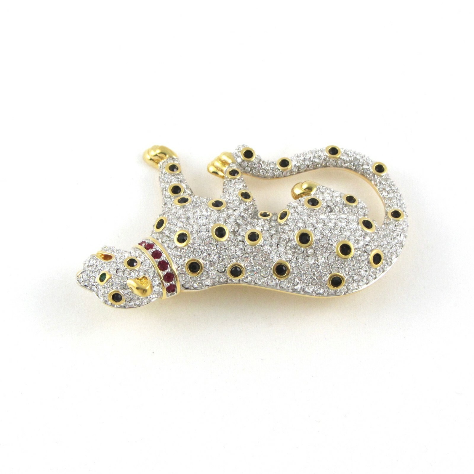Swarovski Crystal Leopard Brooch Pin Gold Plated - Gem