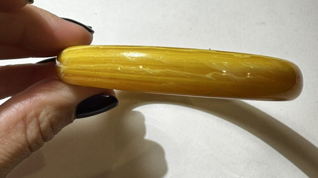 Vintage Yellow Butterscotch Amber Color Plastic Bangl… - Gem