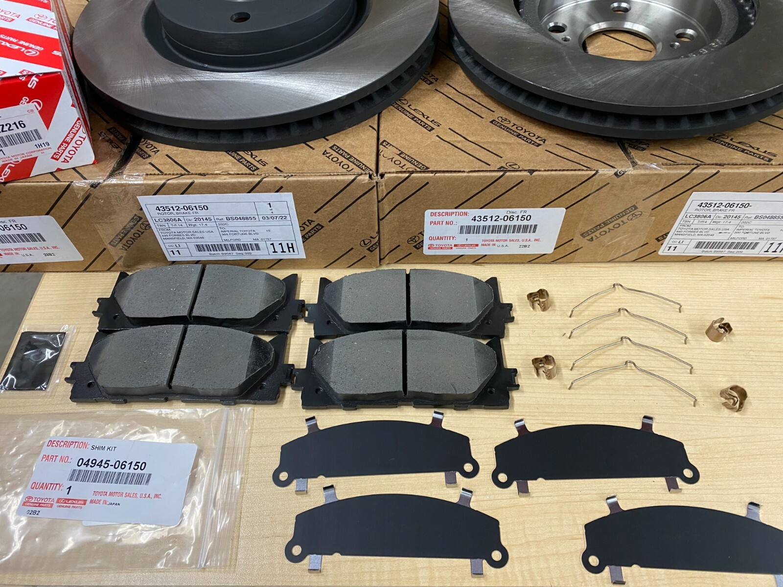 2012-2017 TOYOTA CAMRY GENUINE FRONT & REAR BRAKE KIT ROTORS TCMC PADS ...