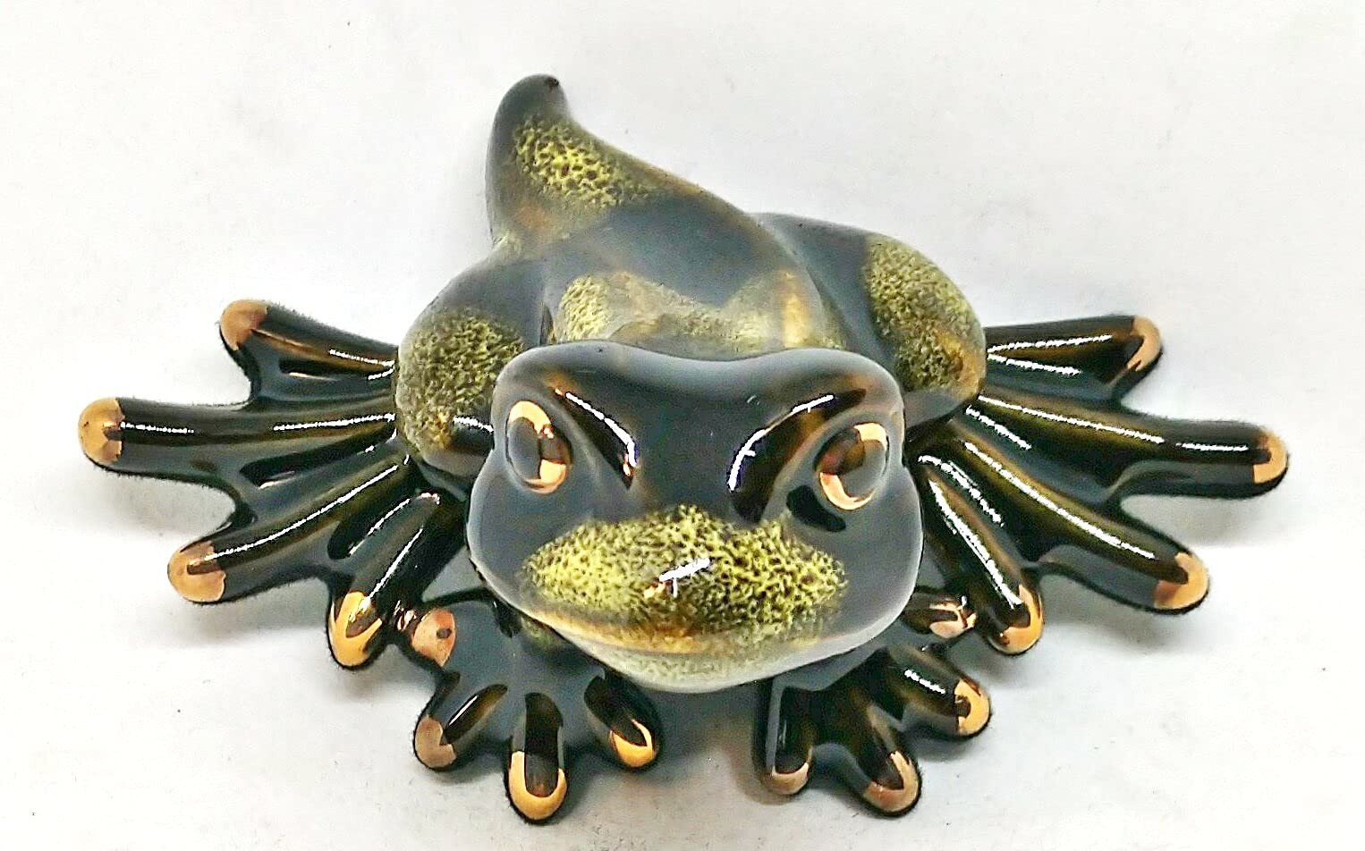 Golden Pond Collection Black and Green Ceramic Baby Frog Figurine 4 ...