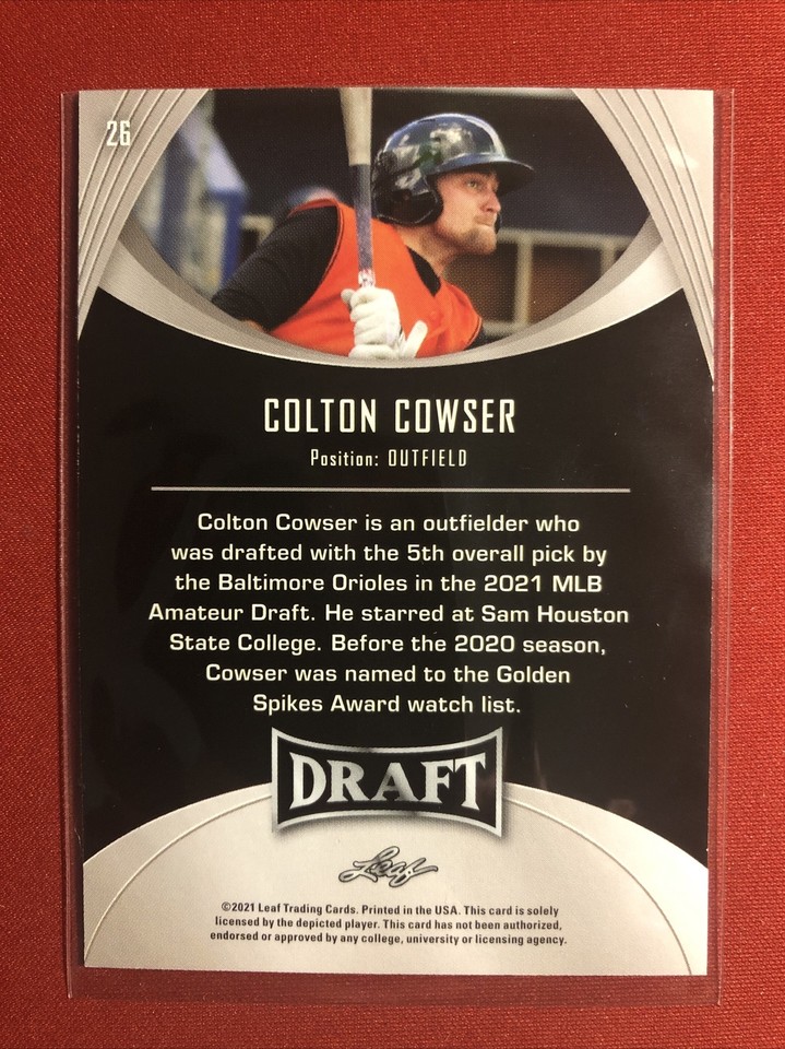 COLTON COWSER XRC ROOKIE CARD! 2021 LEAF DRAFT CARD 26 | eBay