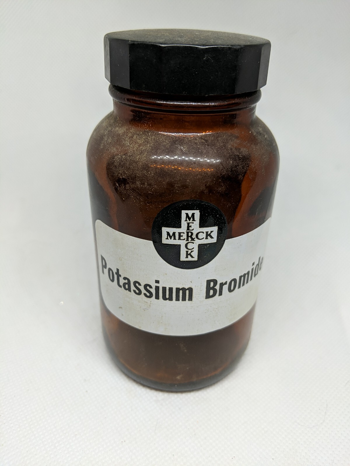 5" MERCK POTASSIUM BROMIDE ANTIQUE AMBER APOTHECARY PHARMACY MEDICINE ...
