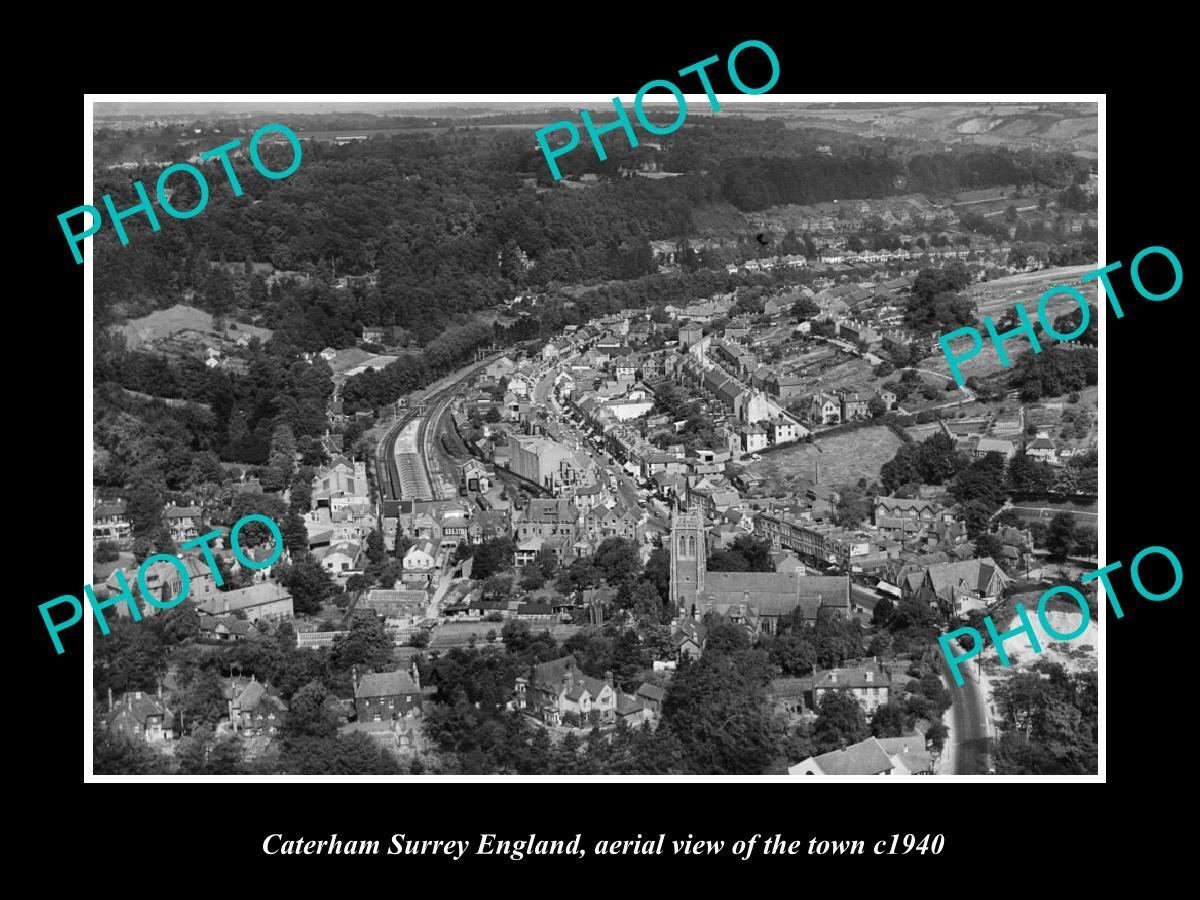 OLD 8x6 HISTORIC PHOTO OF CATERHAM SURREY ENGLAND AERIAL VIEW OF TOWN ...