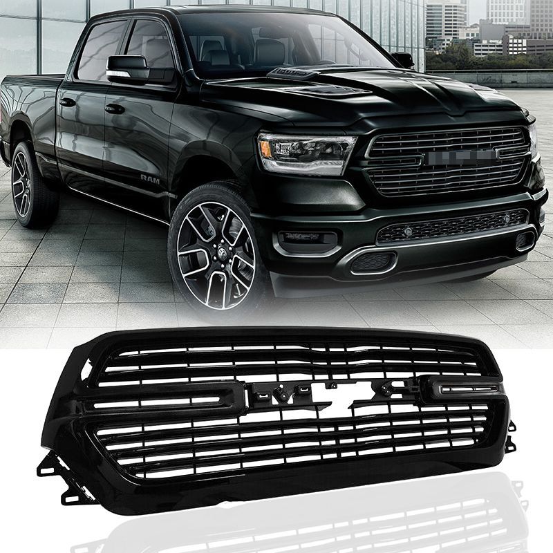 Gloss Black Front Bumper Mesh Grille For 2019 2020 2021 2022 Dodge Ram ...