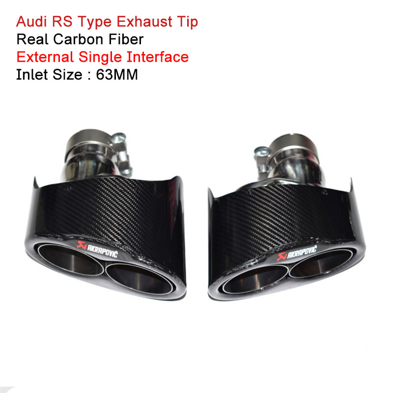 1 Pair Akrapovic Carbon Fiber Exhaust Tip For Audi RS3 RS4 RS5 RS6 RS7 ...
