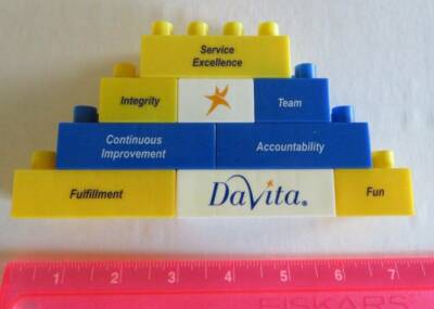 DaVita Logo CORE VALUES Plastic Building Block DISPLAY Promotional Item ...