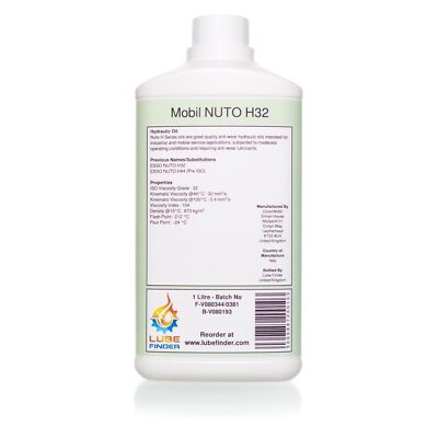 1L Mobil Esso Nuto H32 H44 ISO VG 32 Hydraulic Fluid Oil | eBay