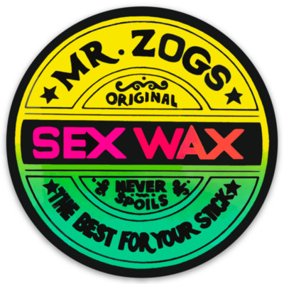 Mr Zog's Sex Wax - Yellow / Pink / Green w/black border Die Cut Round ...