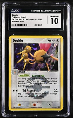 CGC 10 Dodrio Reverse Holo 21/112 EX Fire Red & Leaf Green Pokemon Card ...