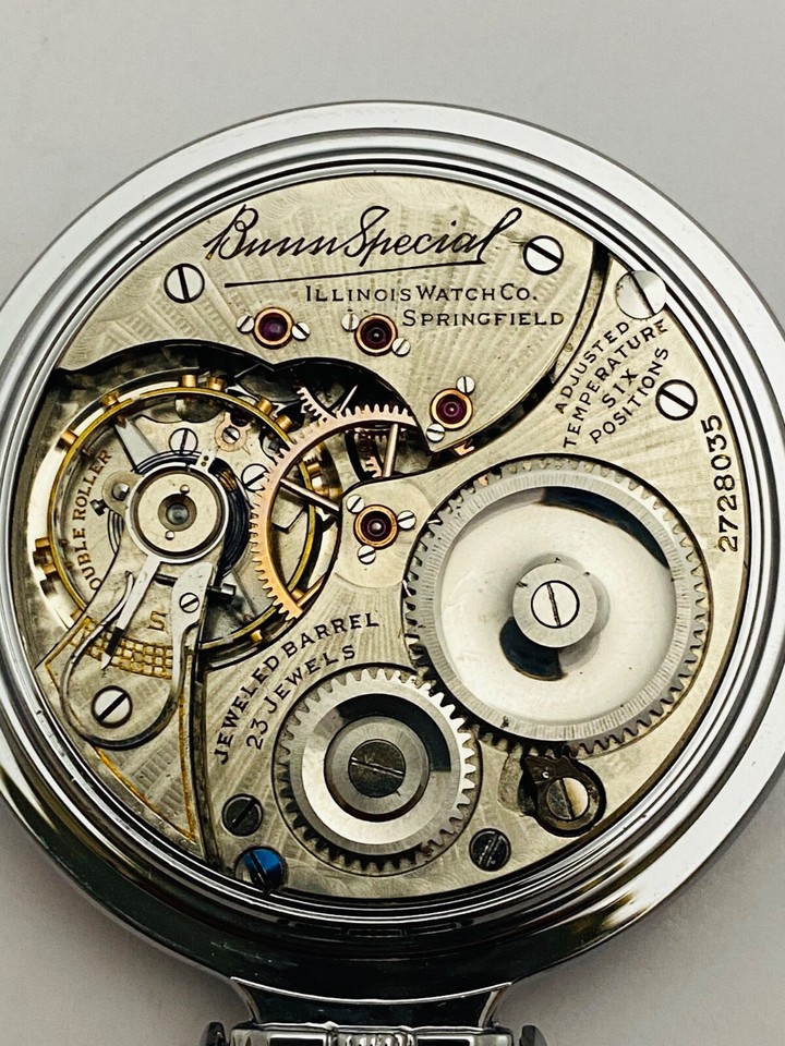 1915 Illinois 16S 23J Bunn Special Display Clear Back Pocket Watch Runs ...