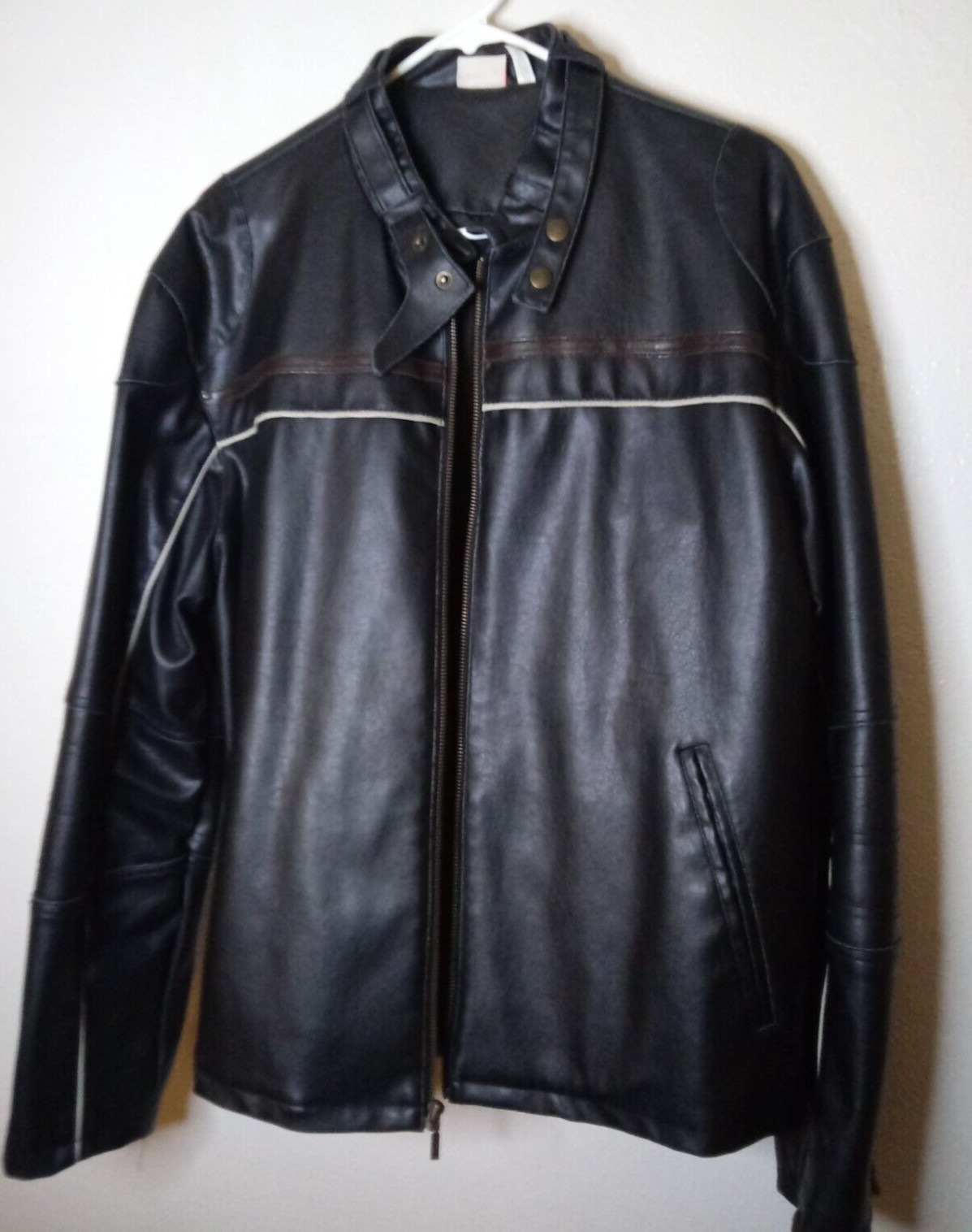 Mens Sideout Faux Leather Biker Motorcycle Jacket Ver… - Gem