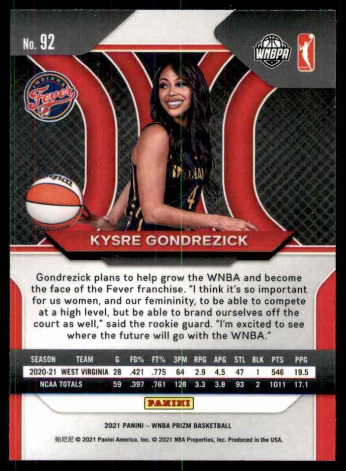 2021-22 Panini Prizm WNBA Kysre Gondrezick RC #92 | eBay